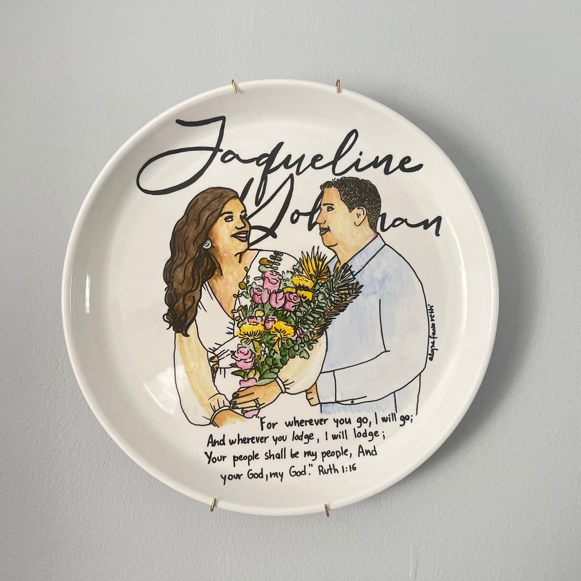 Hand-painted Wedding Portrait Plate, Custom Porcelain Anniversary Gift ...