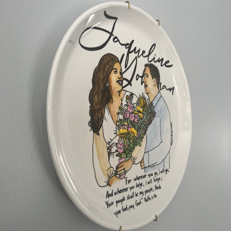 Hand-painted Wedding Gift Plate, Wedding Anniversary, Portraits ...