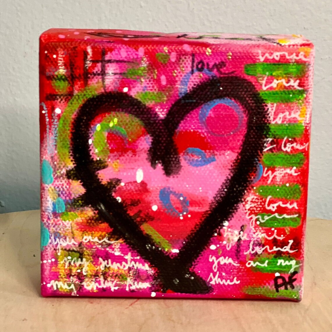 Heart Canvas Painting Love N8 4'x4' Original Painting Acrylic Paint ...