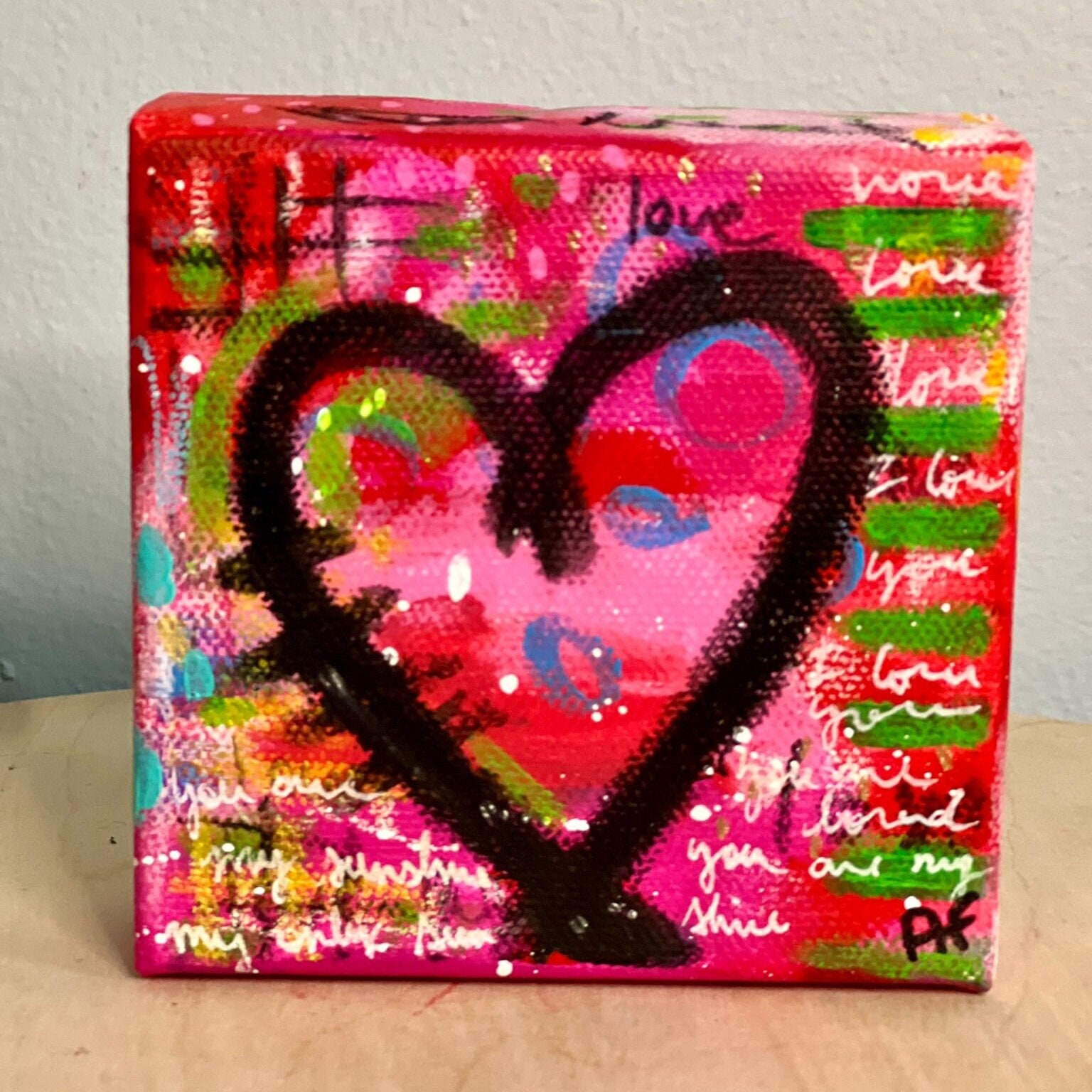 Heart Canvas Painting Love N8 4'x4' Original Painting Acrylic Paint ...
