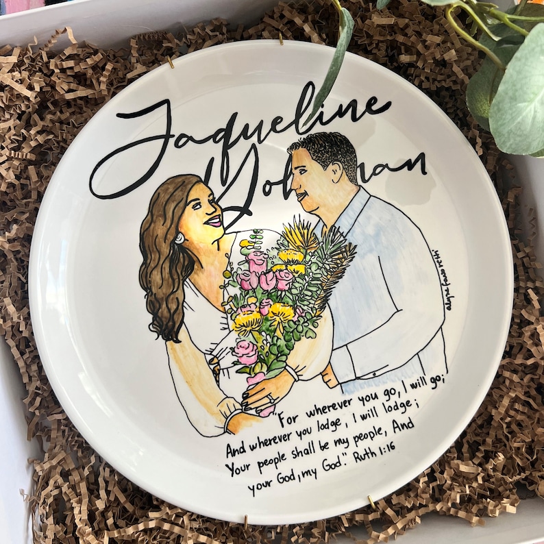 Hand-painted Wedding Gift Plate, Wedding Anniversary, Portraits ...