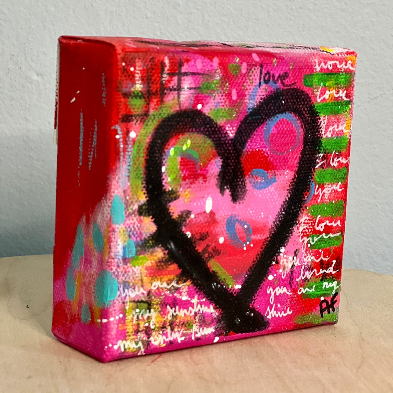 Heart Canvas Painting Love N8 4'x4' Original Painting Acrylic Paint ...