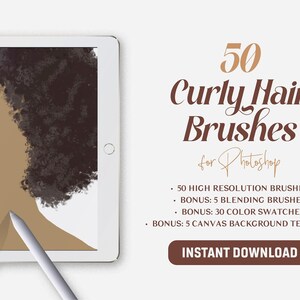 50 Photoshop Curly Brushes Loc Brushes, Curls Brushes, Afro, Twist ...