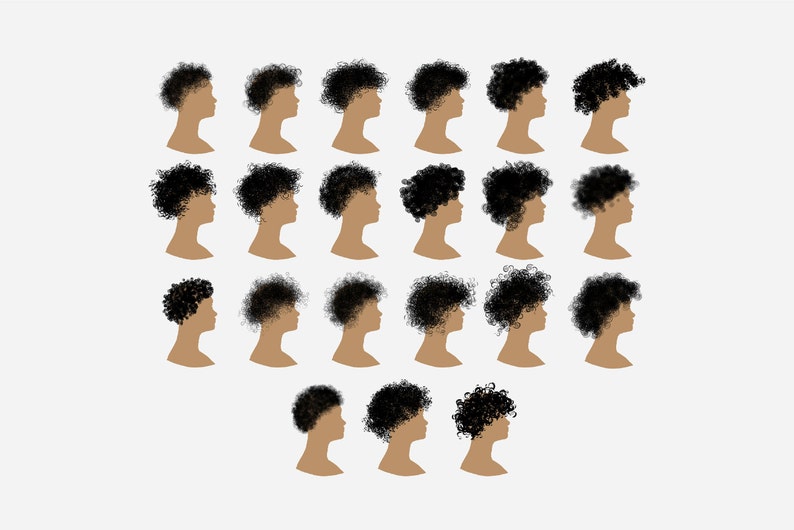 50 Photoshop Curly Brushes Loc Brushes, Curls Brushes, Afro, Twist ...