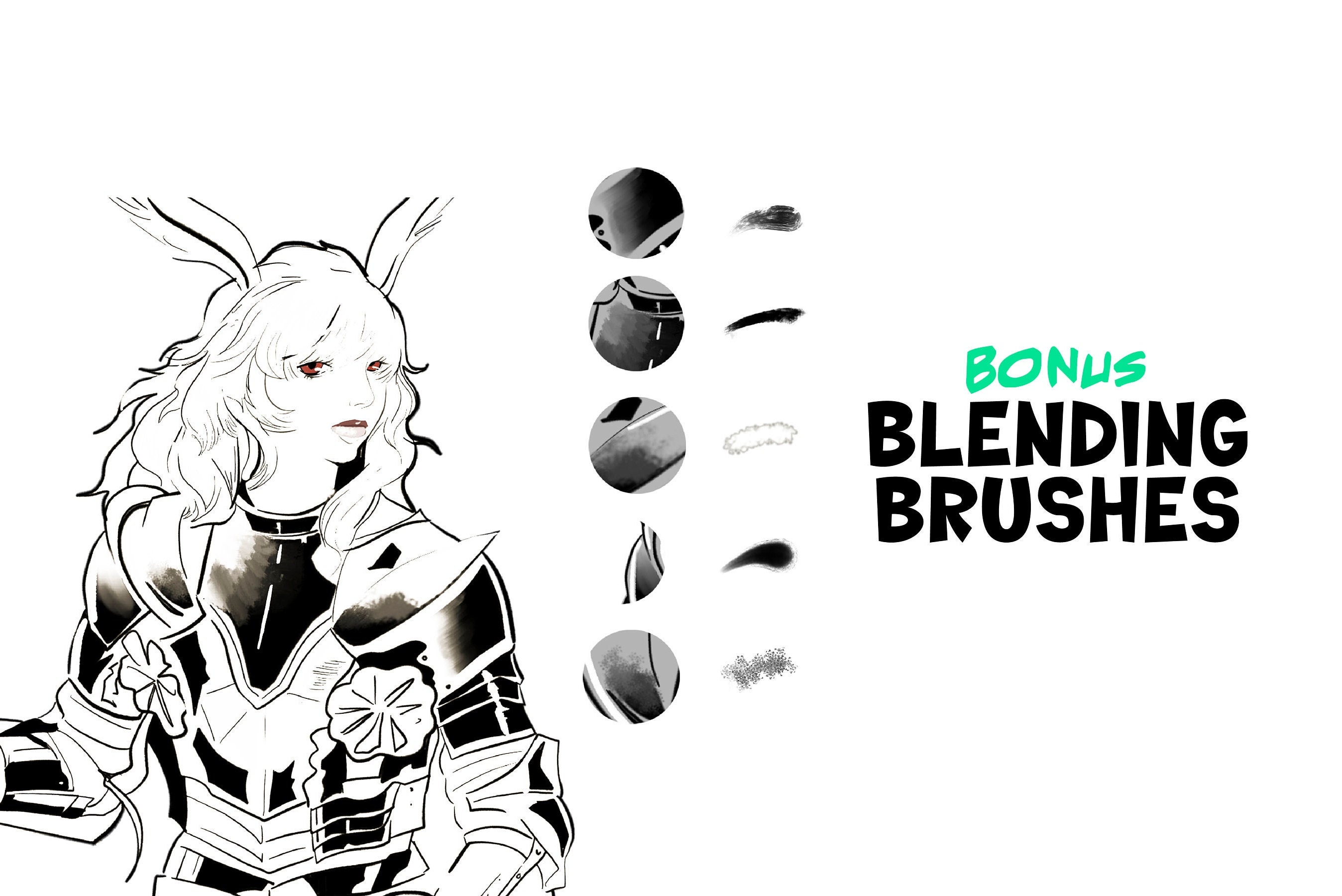50 Photoshop Manga Brush Bundle Dotwork, Shading, Linework & Copic ...