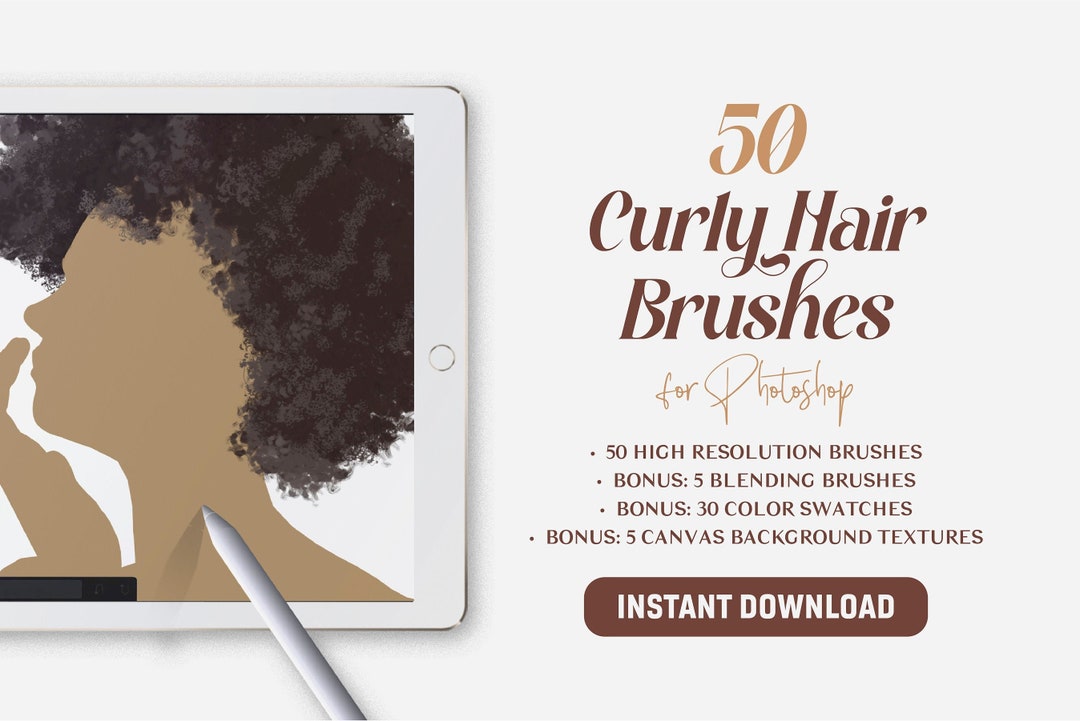 50 Photoshop Curly Brushes Loc Brushes, Curls Brushes, Afro, Twist ...