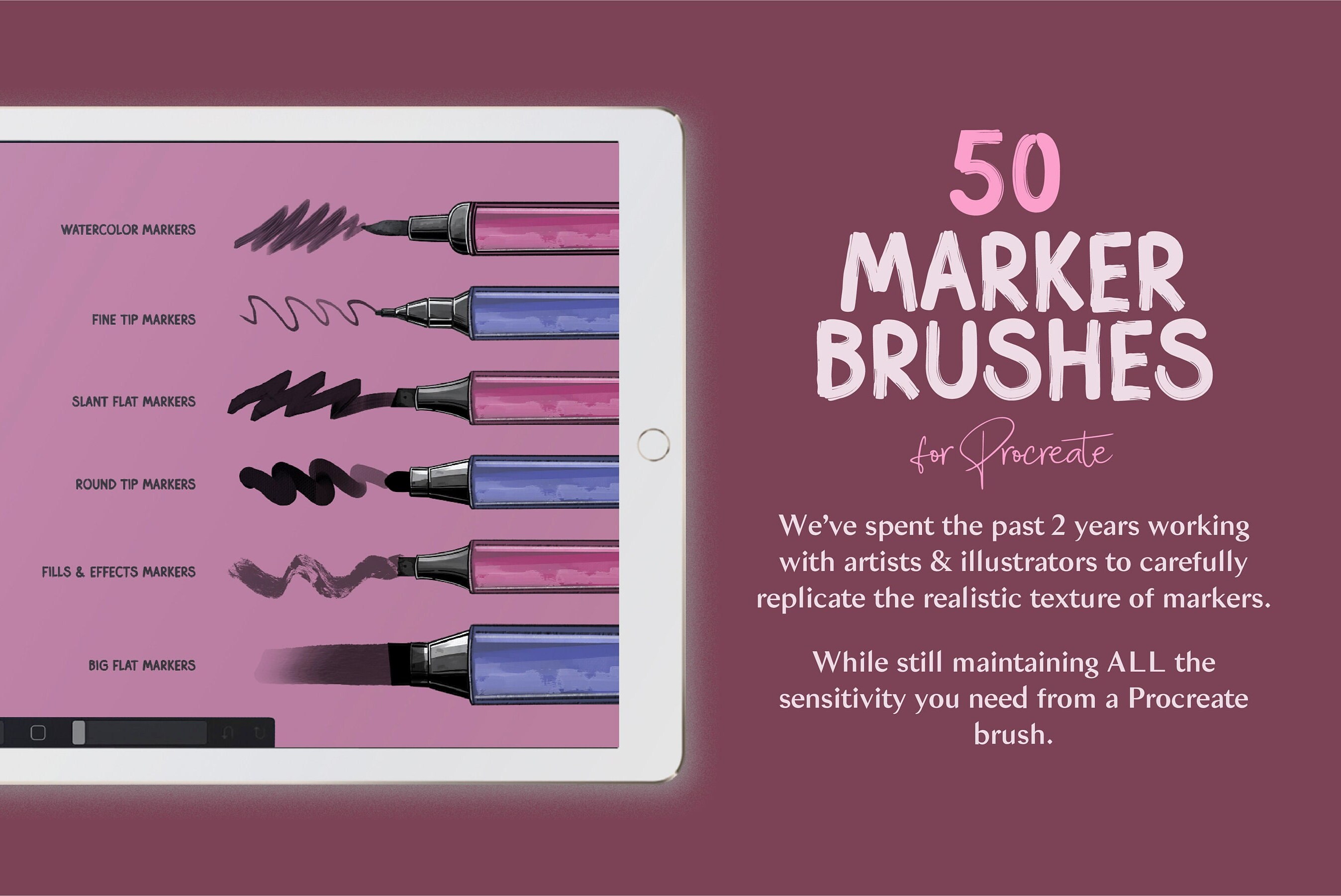 50 Marker Brushes Procreate Copic Markers Alcohol Markers - Etsy Australia