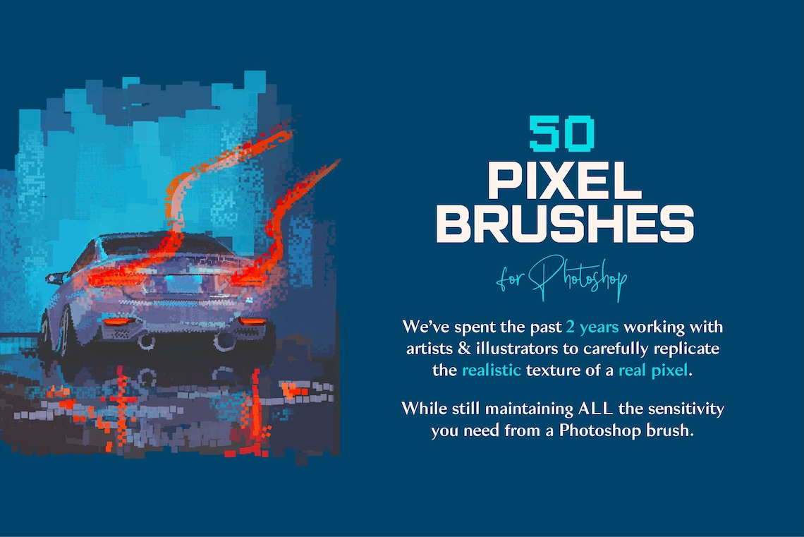50 Pixel Photoshop Brushes Photoshop Pixel Brushset - Etsy