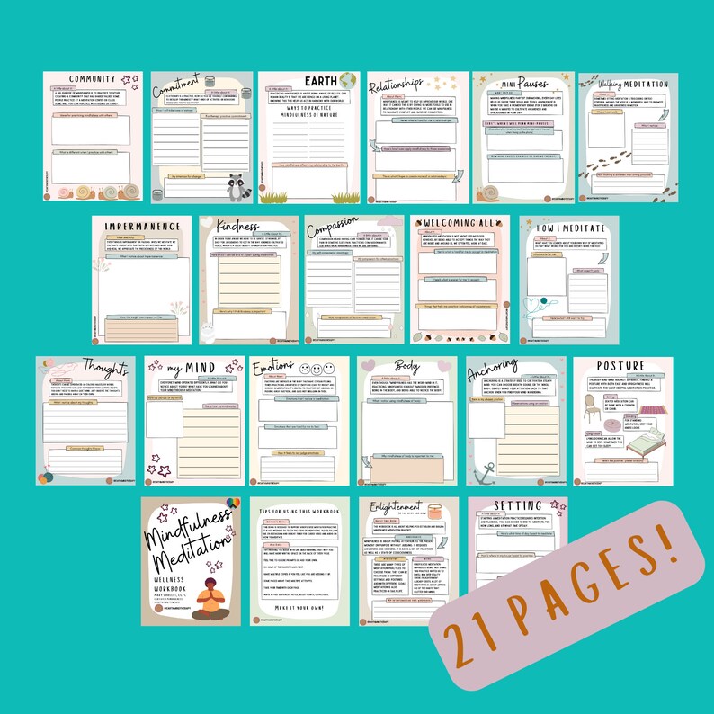 Mindfulness Meditation Wellness Workbook - Etsy