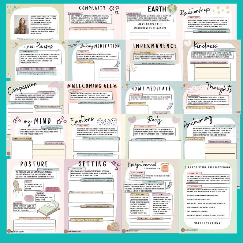 Mindfulness Meditation Wellness Workbook - Etsy