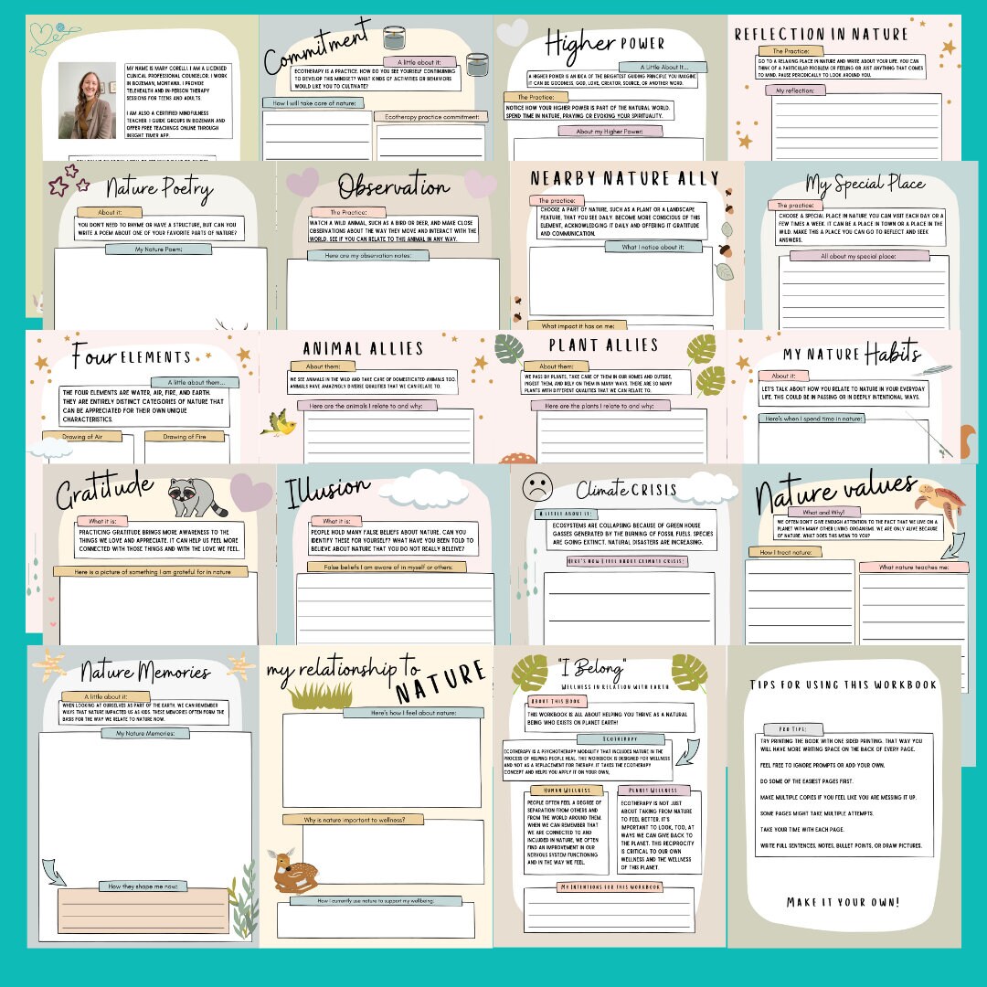 Ecotherapy Wellness Workbook - Etsy