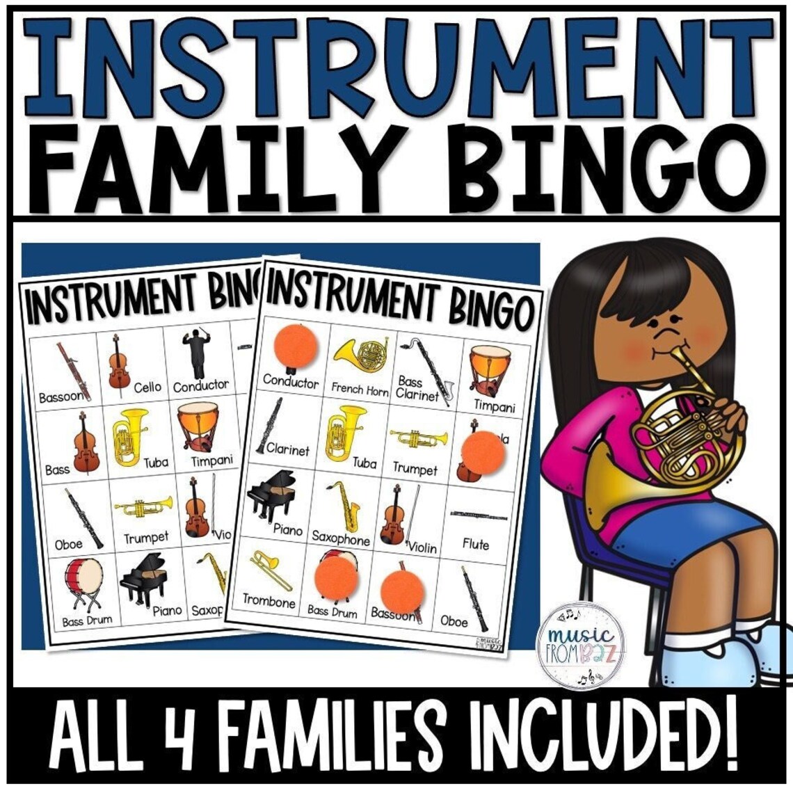 Musical Instrument Families of the Orchestra Bingo Game Elementary ...