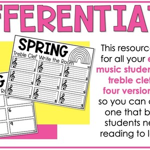 Spring Music Activities Write the Room Treble Clef Elementary Music ...