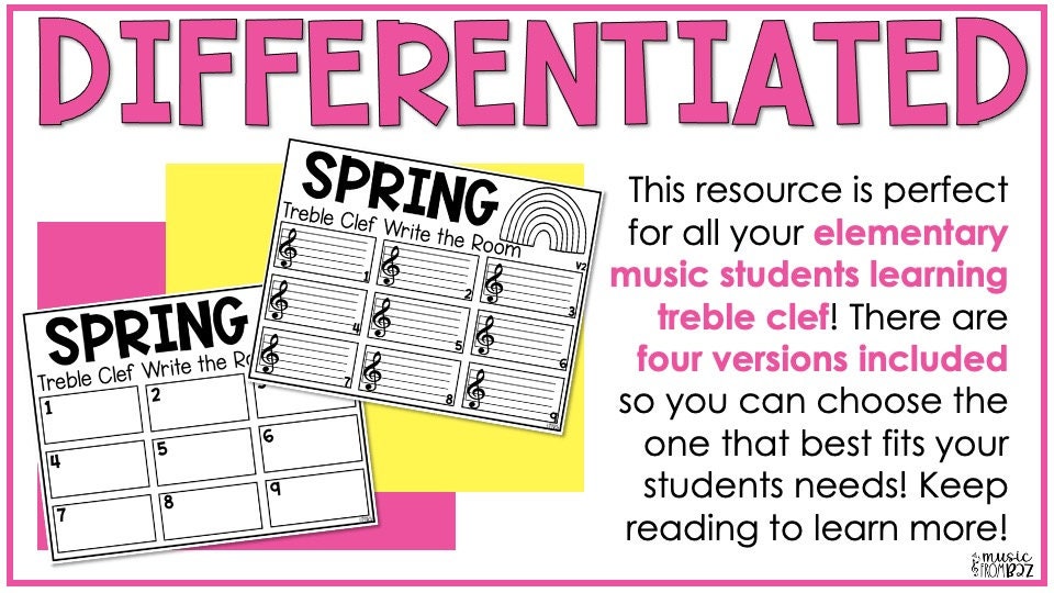 Spring Music Activities Write the Room Treble Clef Elementary Music ...