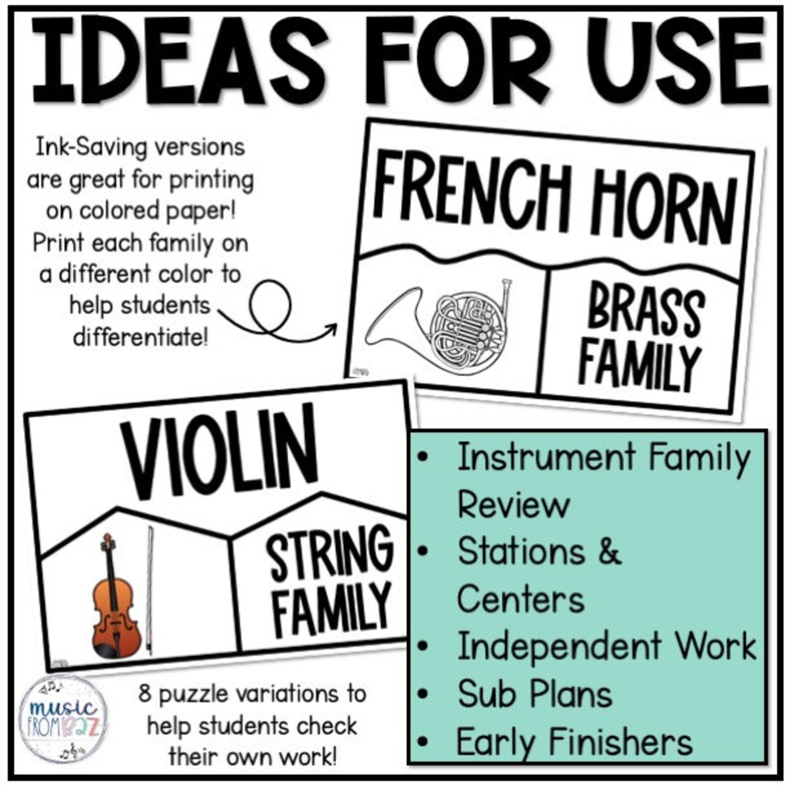 Musical Instrument Families of the Orchestra Puzzles Elementary Music ...