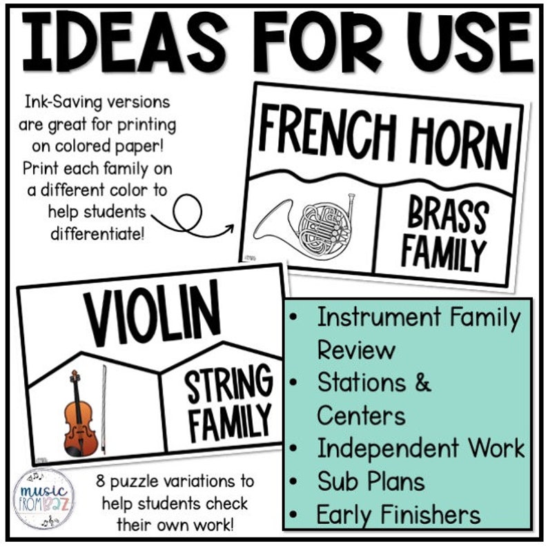 Musical Instrument Families of the Orchestra Puzzles Elementary Music ...
