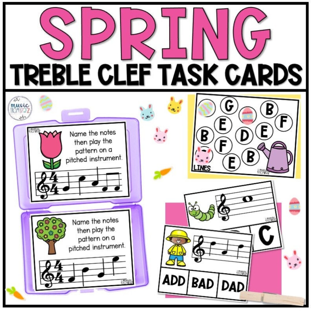 Spring Music Activities Music Task Cards Treble Clef Worksheet ...