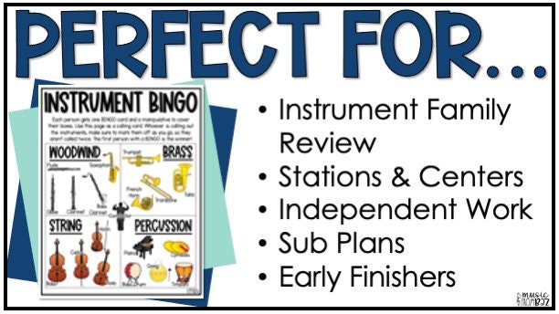 Musical Instrument Families of the Orchestra - Bingo Game - Elementary ...