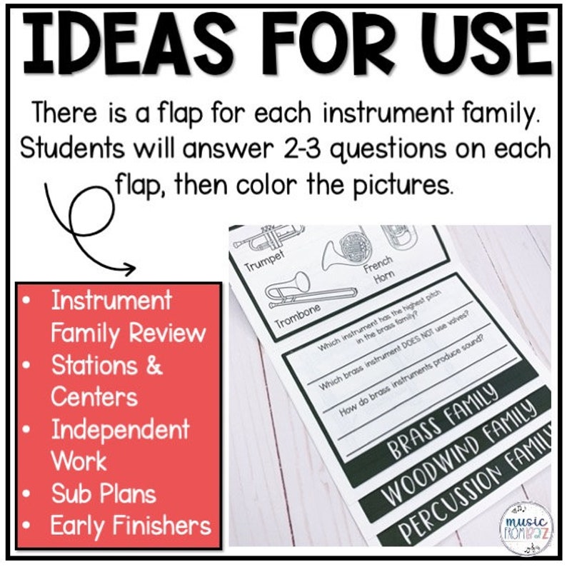 Musical Instrument Families of the Orchestra Review - Music Flip Book ...