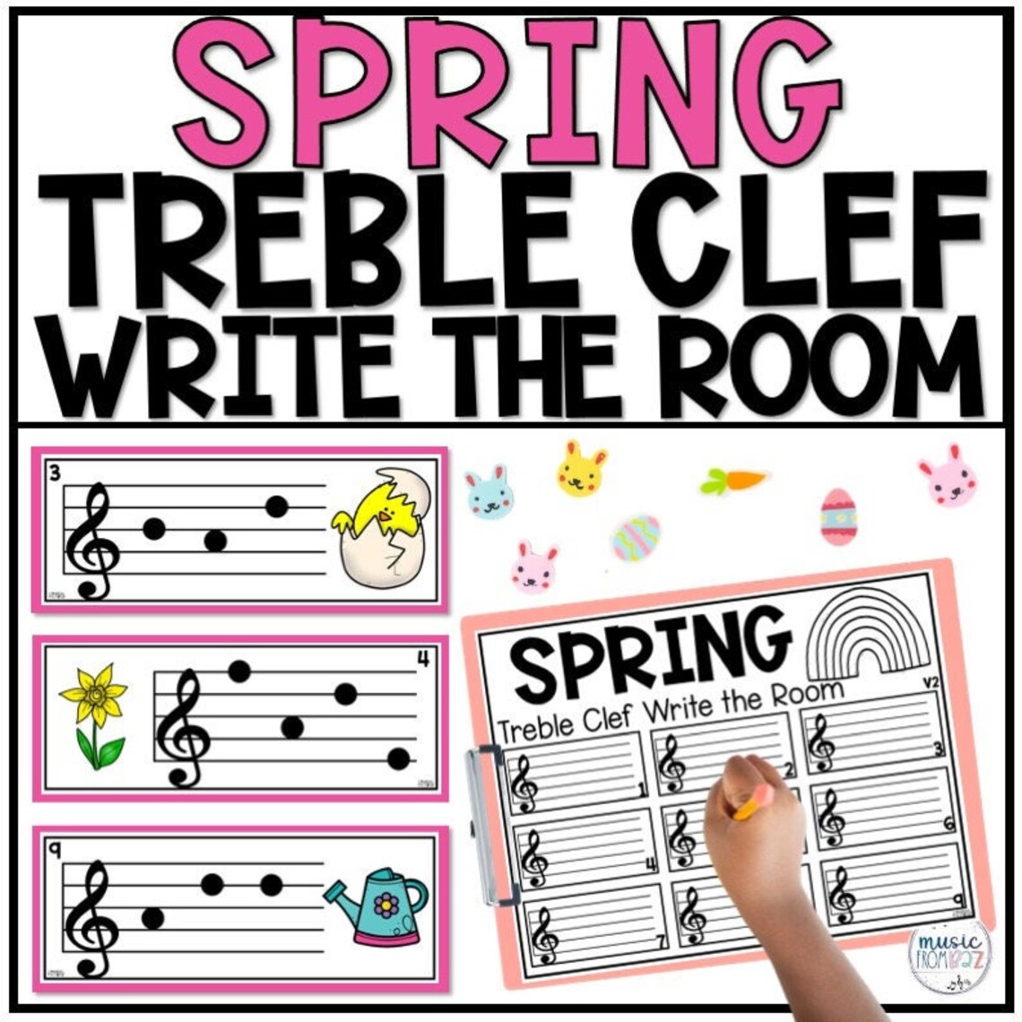 Spring Music Activities - Write the Room - Treble Clef - Elementary ...