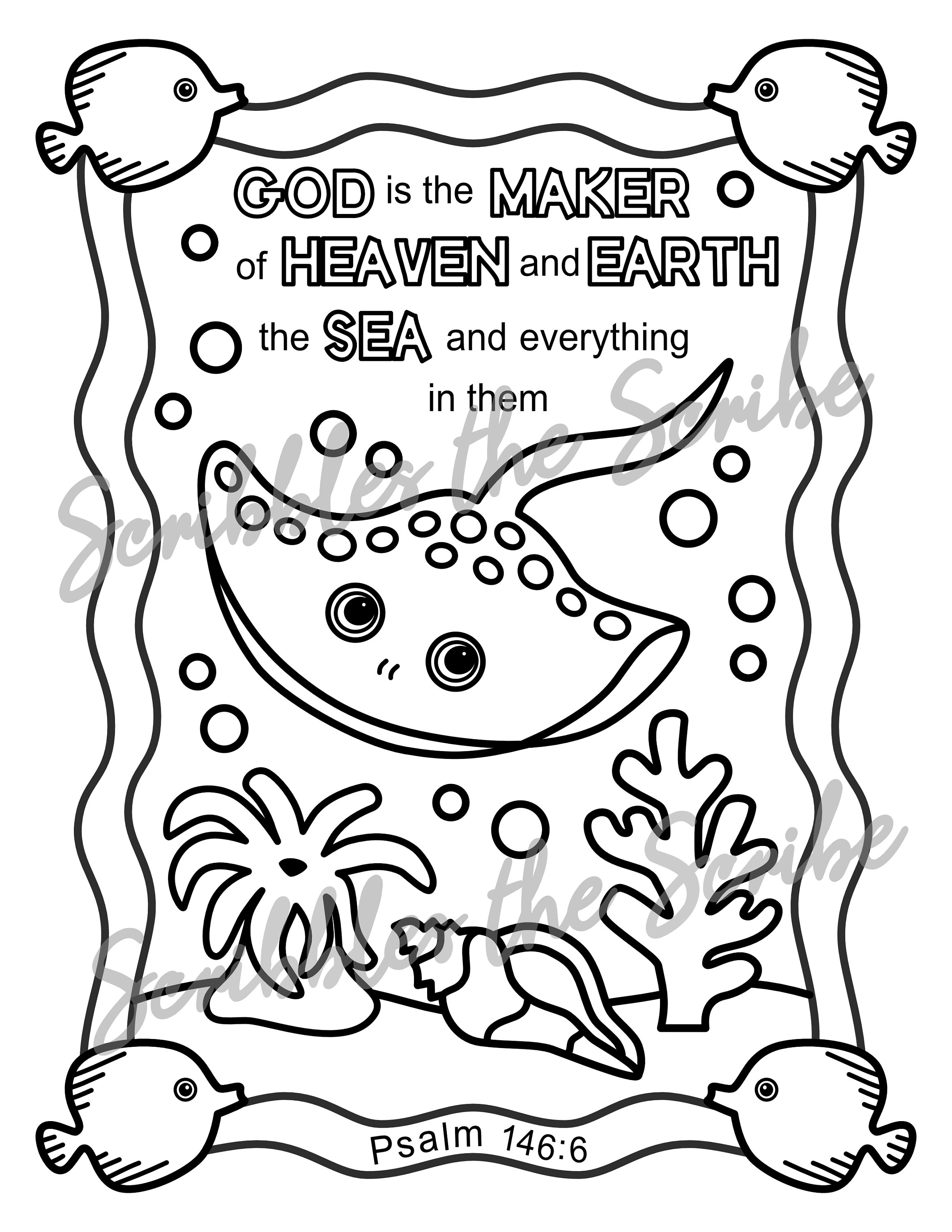 10 Ocean Themed Bible Based Kids Coloring Pages - Etsy