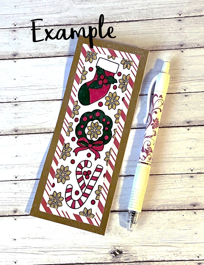 8 Print and Color Christmas Bookmarks - Etsy