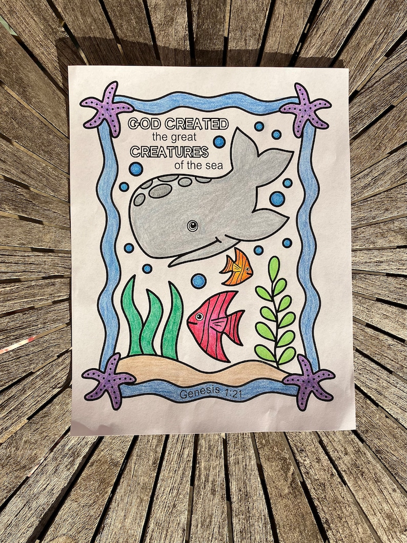 10 Ocean Themed Bible Based Kids Coloring Pages - Etsy