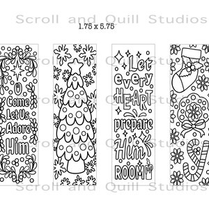 8 Print and Color Christmas Bookmarks - Etsy