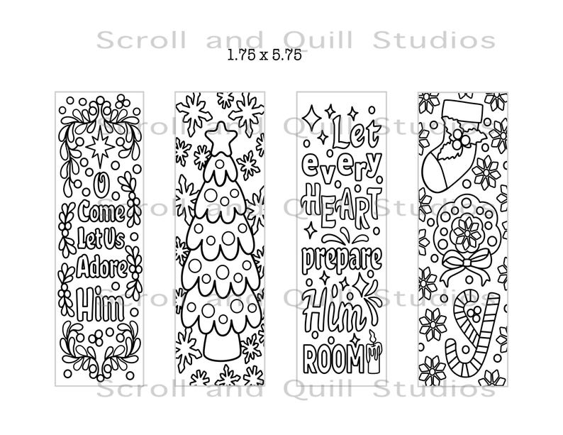 8 Print and Color Christmas Bookmarks - Etsy
