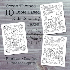 10 Ocean Themed Bible Based Kids Coloring Pages - Etsy