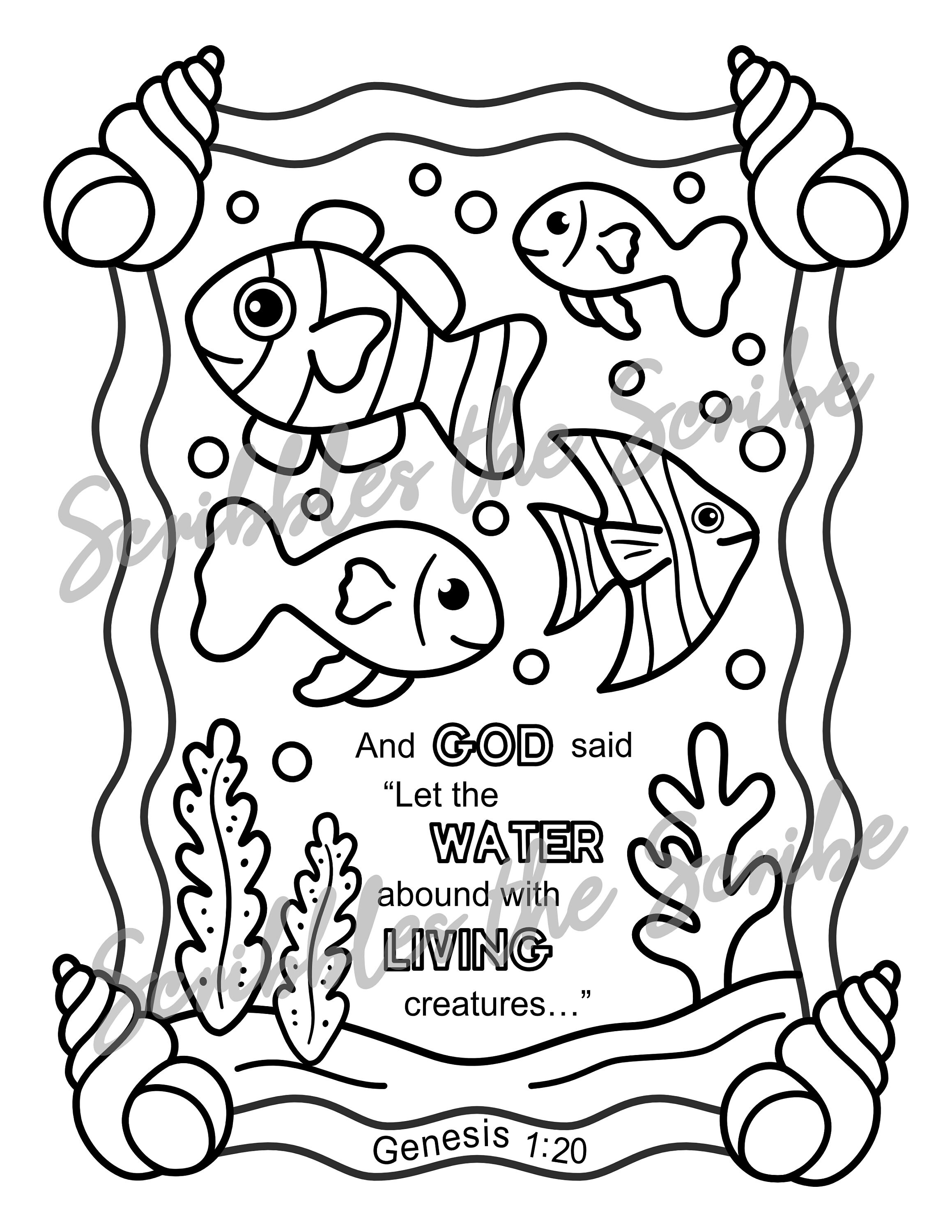 10 Ocean Themed Bible Based Kids Coloring Pages - Etsy
