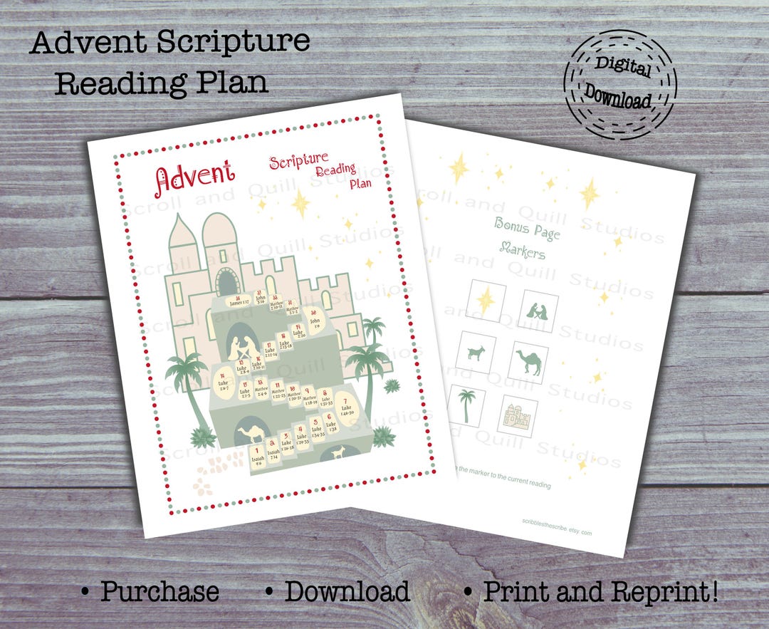 Advent Scripture Reading Plan in Two Color Options With Bonus Marker ...