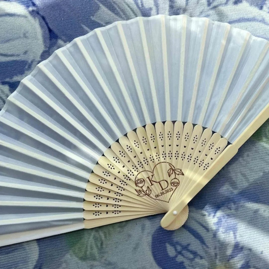 Engraved Silk Hand Fans,personalized Bamboo Silk Fans,monogram Wedding ...