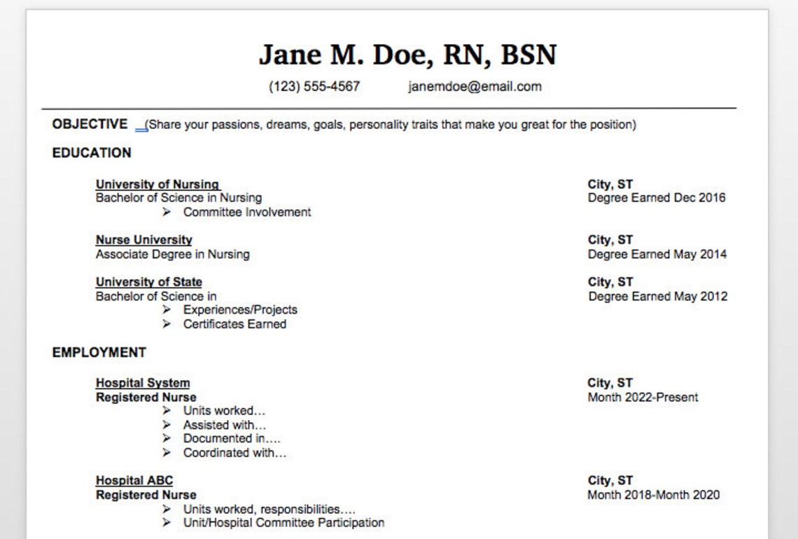 RN, CNA, PCT, Healthcare Resume Template - Etsy