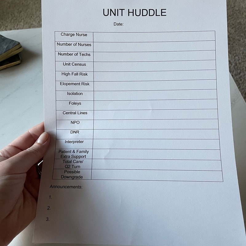 Nurse Huddle Template - Etsy