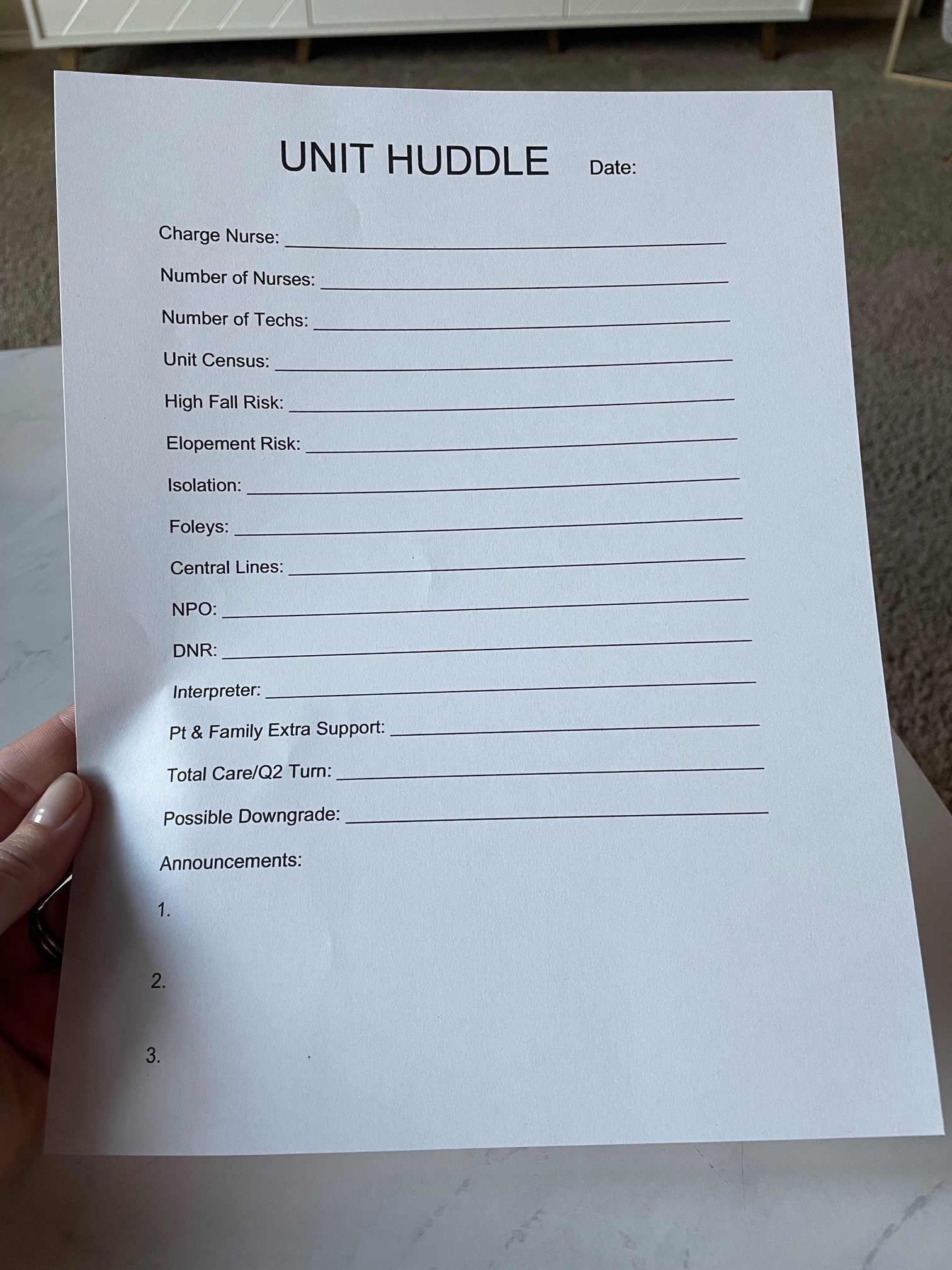 Unit Huddle Sheet [customizable] - Etsy