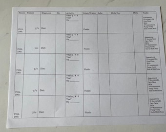 Nursing Report Sheets, Nursing Pdfs- 8 Patients, Med Surg, Tele, Float, Rehab - Etsy