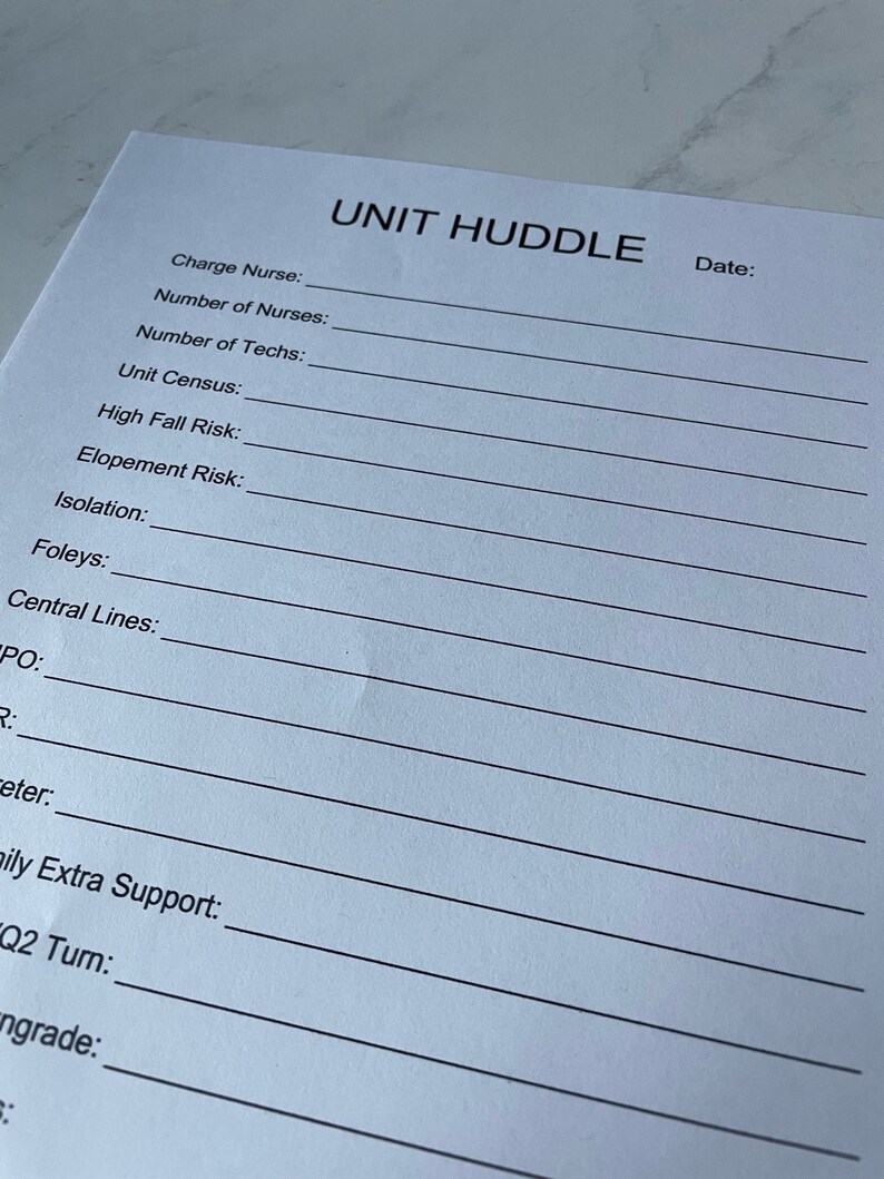 Unit Huddle Sheet [customizable] - Etsy