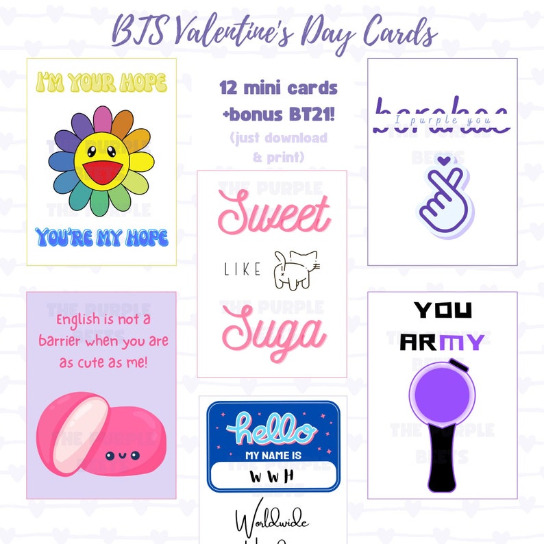 BTS Cards | BTS Printable Card | BTS Merch | Kpop Gift | Bts Event ...