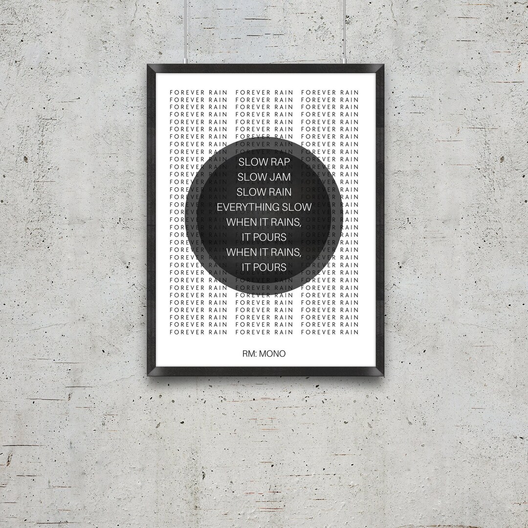 RM Forever Rain Print | BTS RM Mixtape | Kim Nam Joon Lyric Print | Bts ...