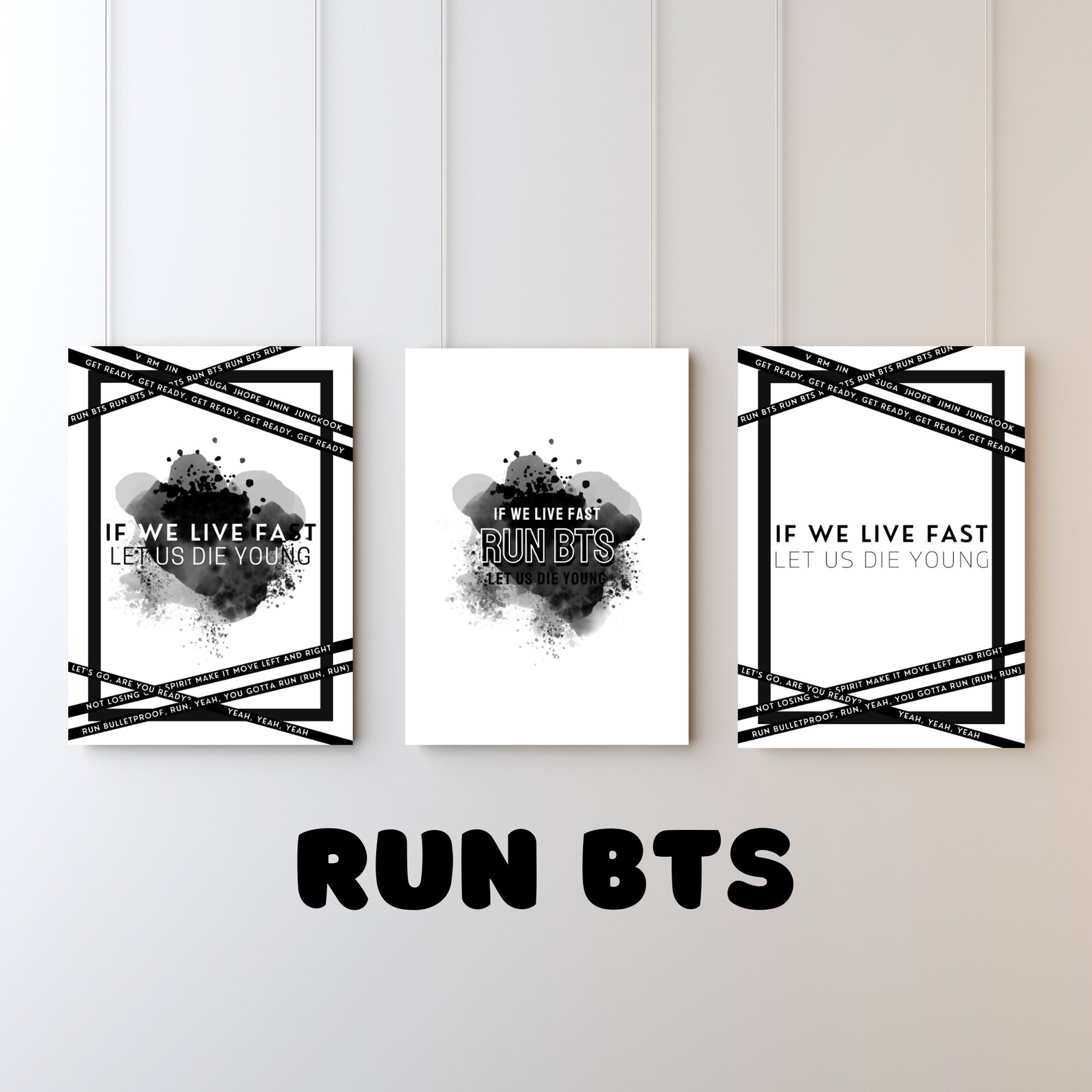 RUN BTS Lyric Print | Bts Print | Bts Wall Art | Bts Poster | Bts Merch ...