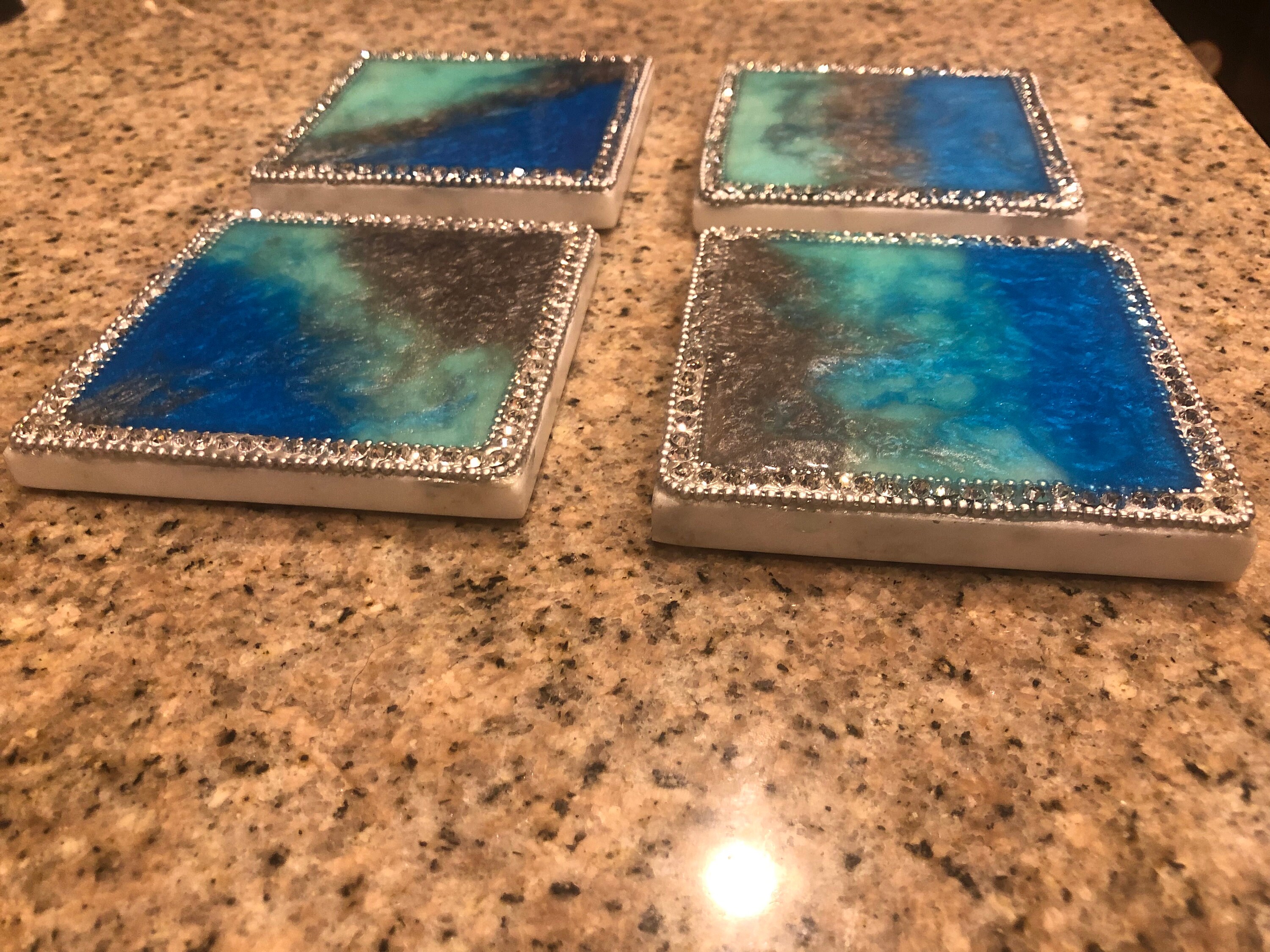 Bedazzled Stone Coasters Set of 4 - Etsy
