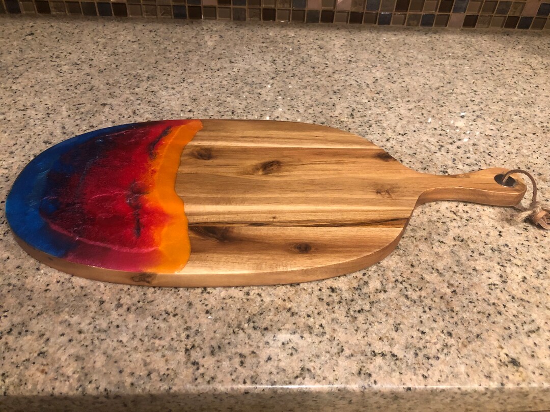Sunset Colors Acacia Wood Cutting Board - Etsy