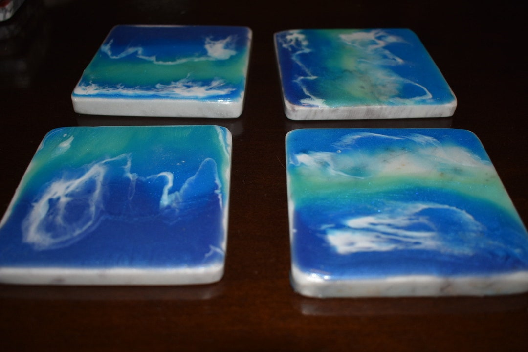 Marble Stone Epoxy Resin Coasters Set of 4 - Etsy