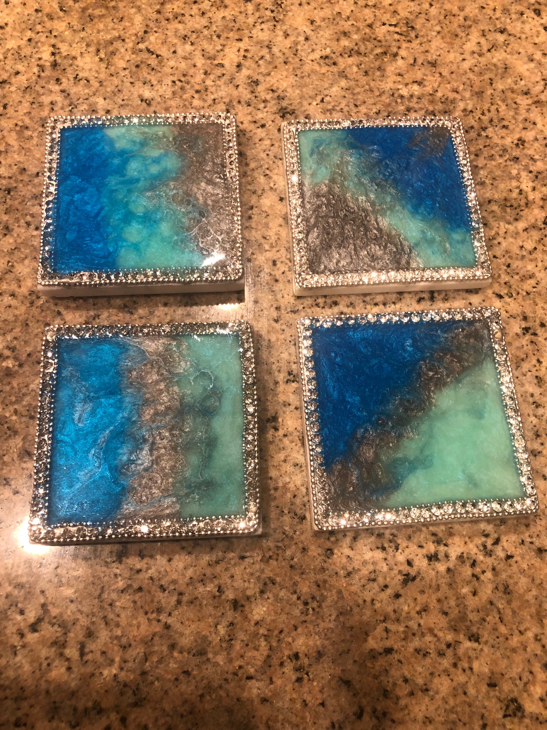 Bedazzled Stone Coasters Set of 4 - Etsy