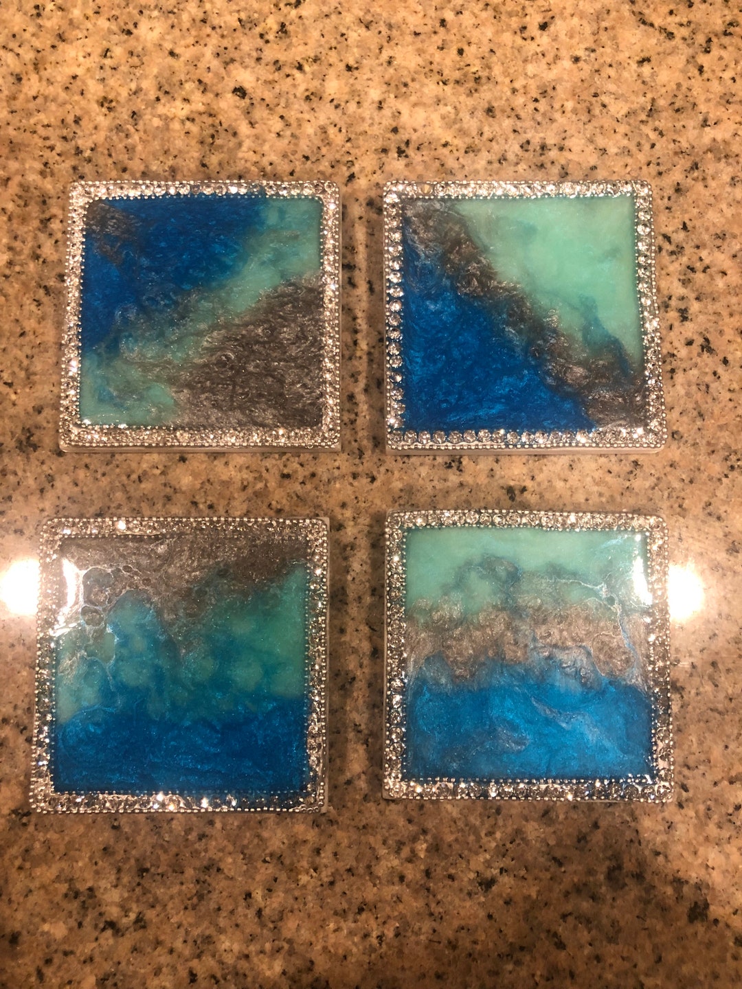 Bedazzled Stone Coasters Set of 4 - Etsy