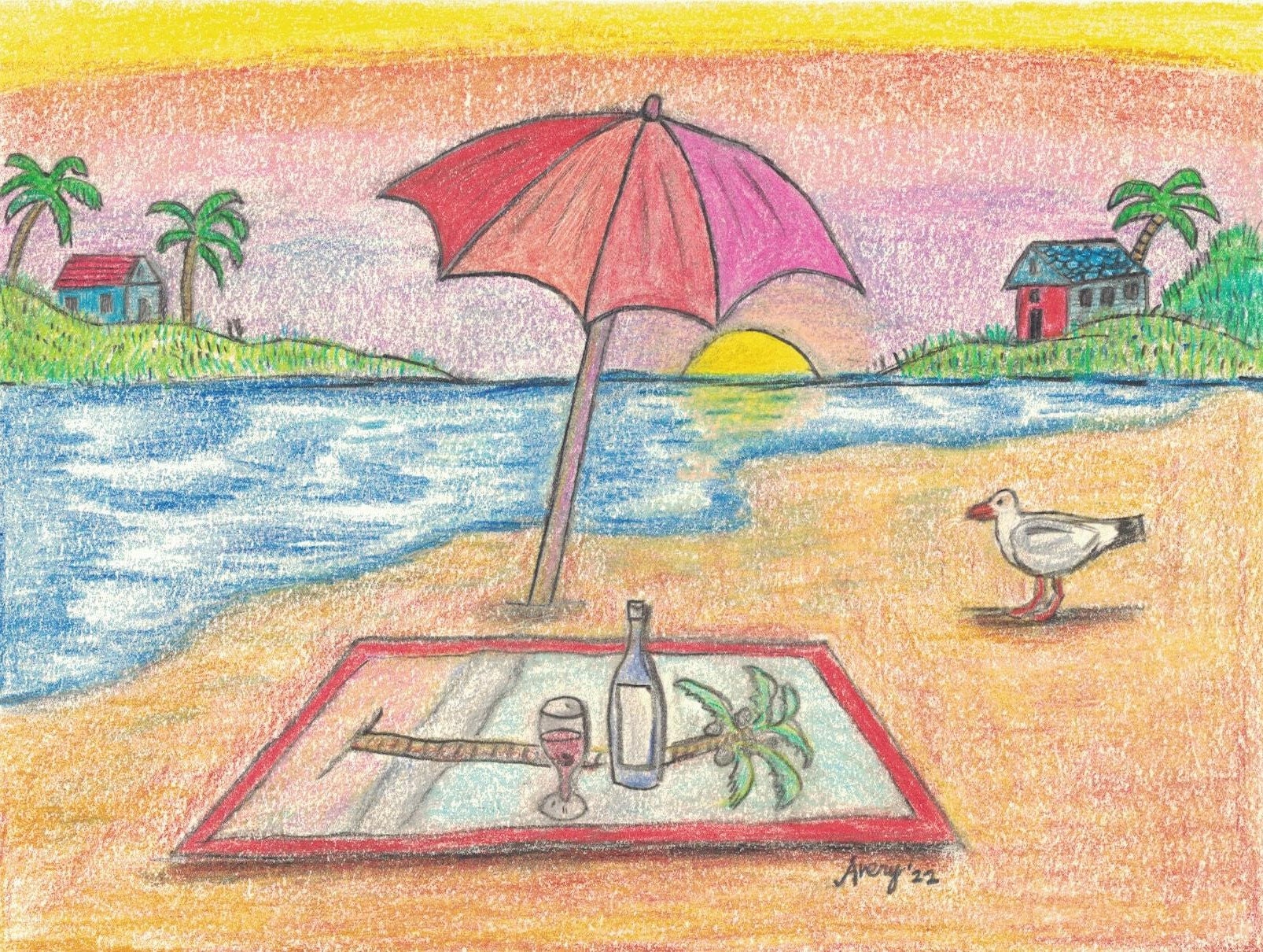 Beach Scene Drawing For Kids