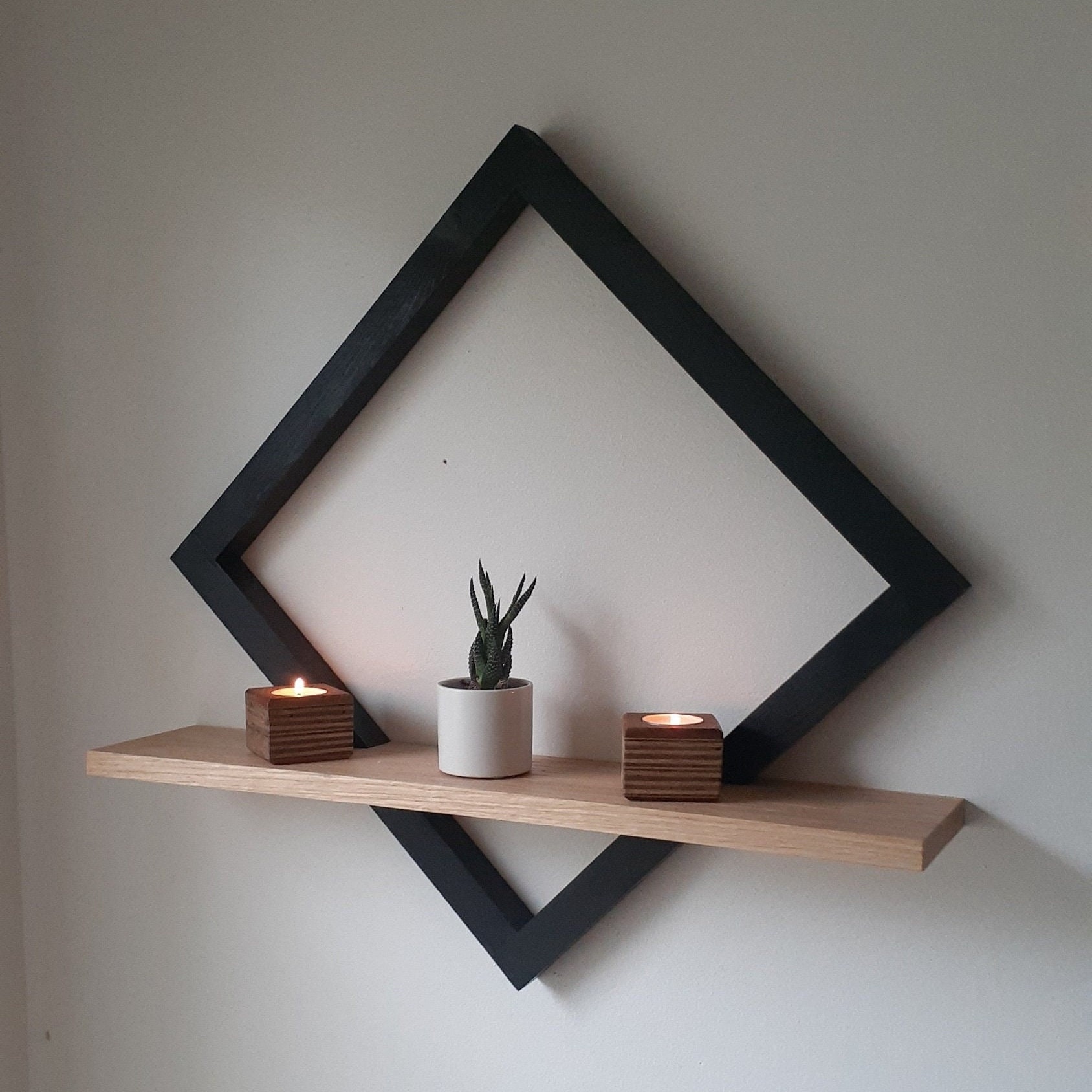 Decorative Diamond Frame With Enclosed Shelf, Shelf With Frame, Hand ...
