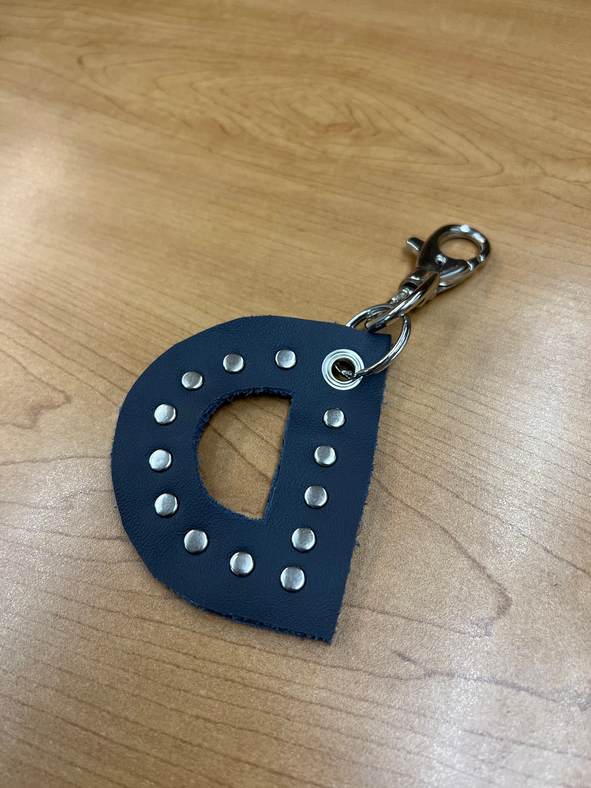 Custom Leather Initial Keychain Riveted Leather Keychain - Etsy