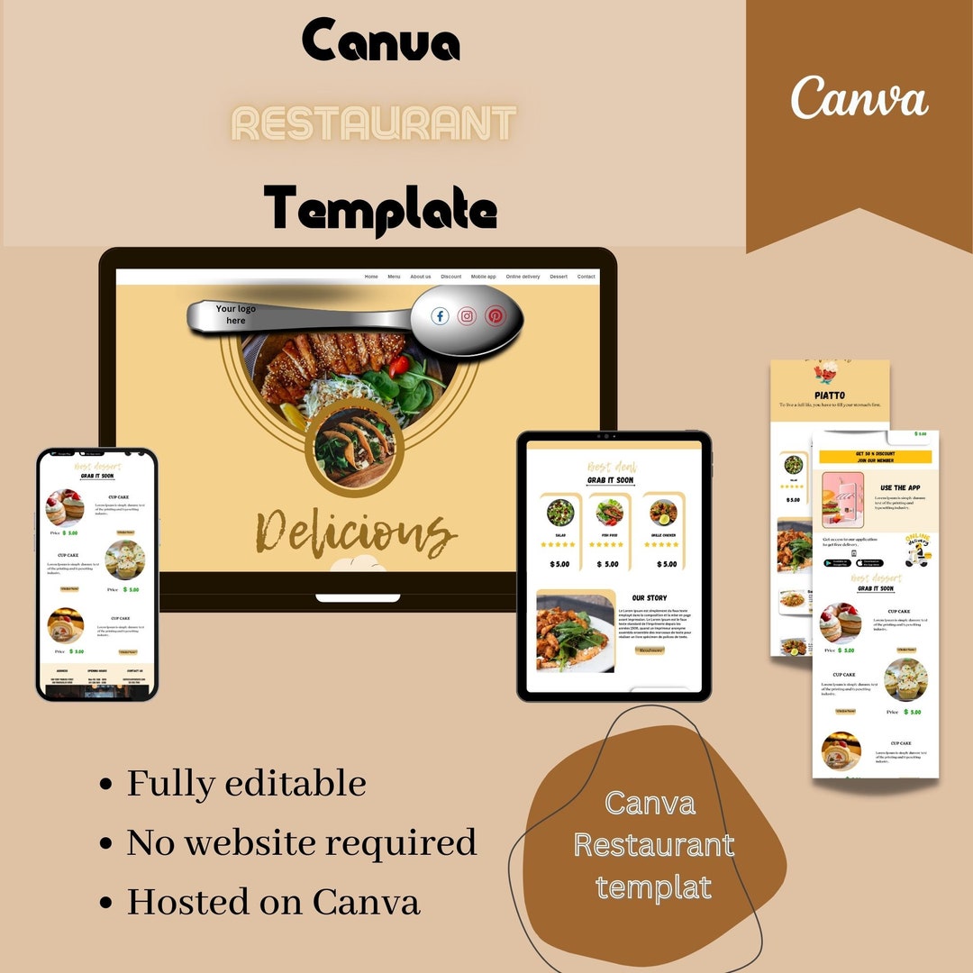 Canva Website Template Restaurant Canva Template Website Landing Page ...